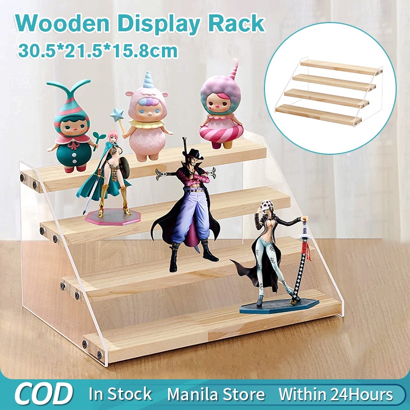 Figure Display Stand, Acrylic Display Riser for Collectibles, Wood ...
