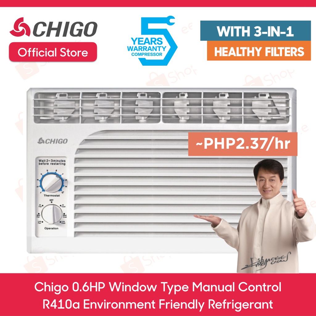 CHIGO 0.6HP R410a Window Type Aircon with 3-in-1 Healthy Filters R410a ...