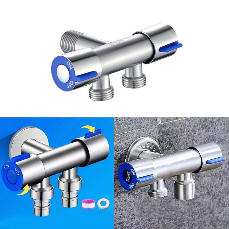 Water Tap SUS 304 Stainless Steel Kitchen & Bathroom toilet Two Way ...