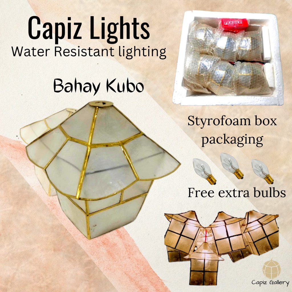 Capiz Bahay Kubo SOLAR and Plug Type 10 pcs with lights for outdoor ...