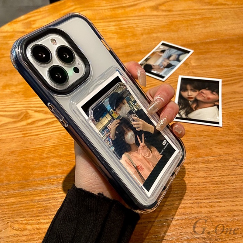 3 In 1 Card Holder Clear Removable Frame Case for iPhone 16 15 14 13 12 ...