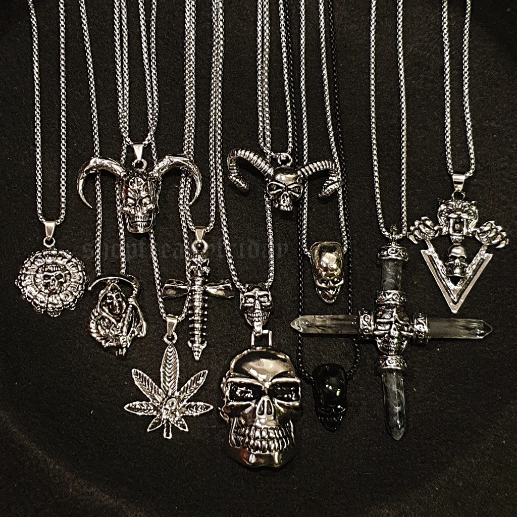 STAINLESS Gothic Punk Streetwear Skull Cross Necklace | Shopee Philippines