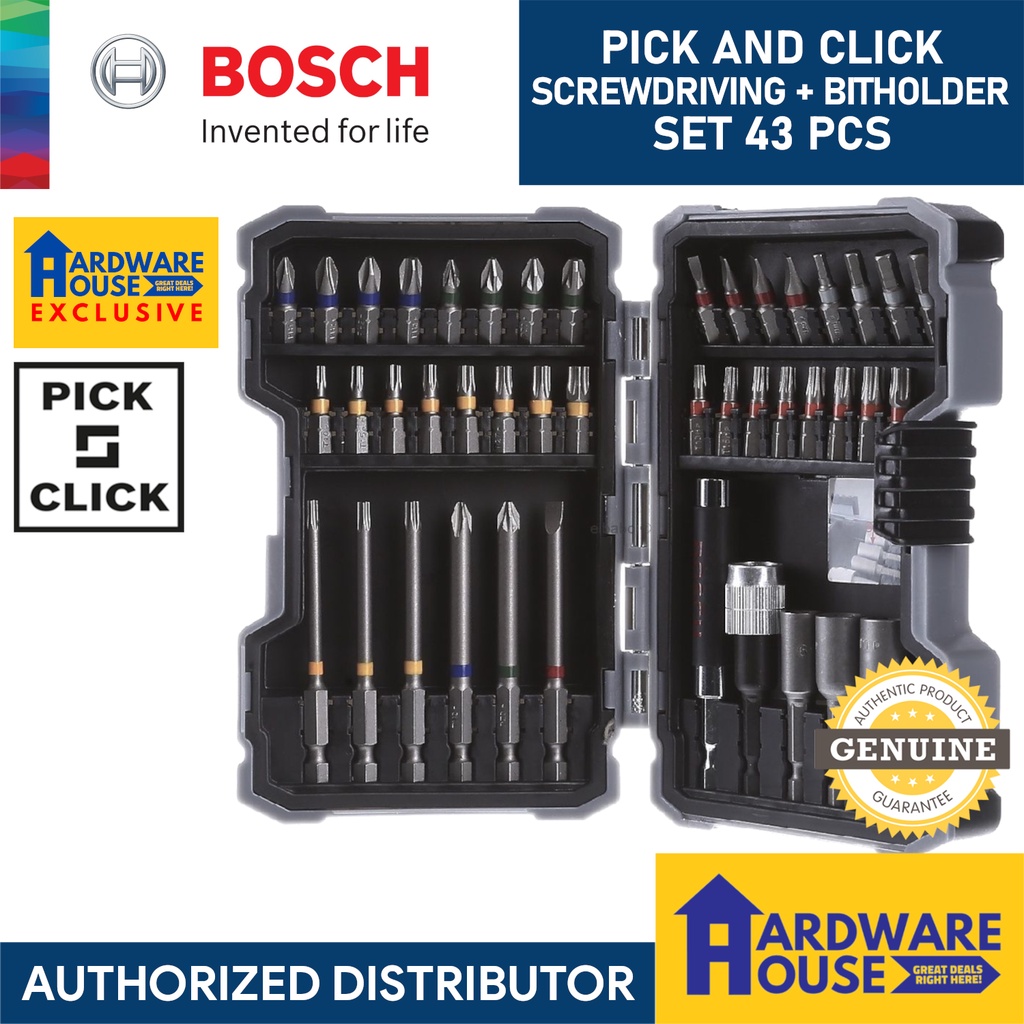 ORIGINAL BOSCH Pick and Click Screwdriver OR Impact Box Bit Choose Set ...