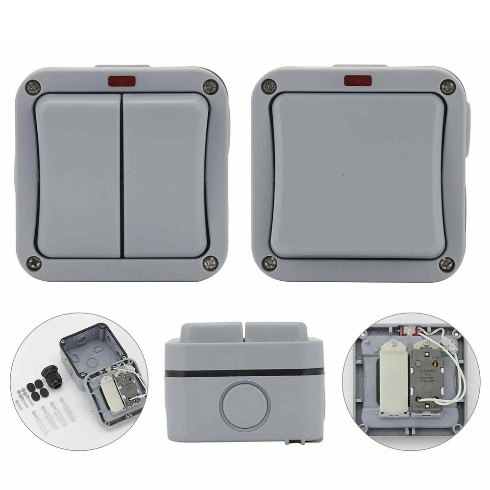 ♟1/2 Gang Waterproof IP66 Outdoor Garden Weatherproof Single Double ...