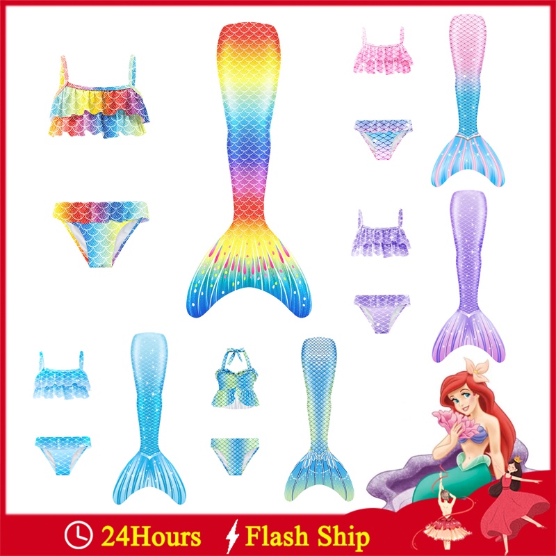 Princess Ariel Little Mermaid Christmas Dress For Girls Tails Swimsuit ...