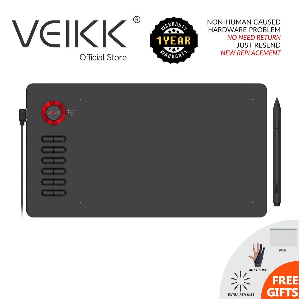 VEIKK A15 Drawing Tablet 8192 Level Battery-Free Pen 10x6 Inch | Shopee ...