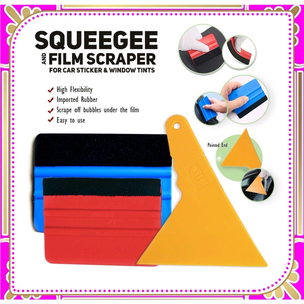 Squeegee and Triangular Film Scraper for Car Sticker / Decals ...