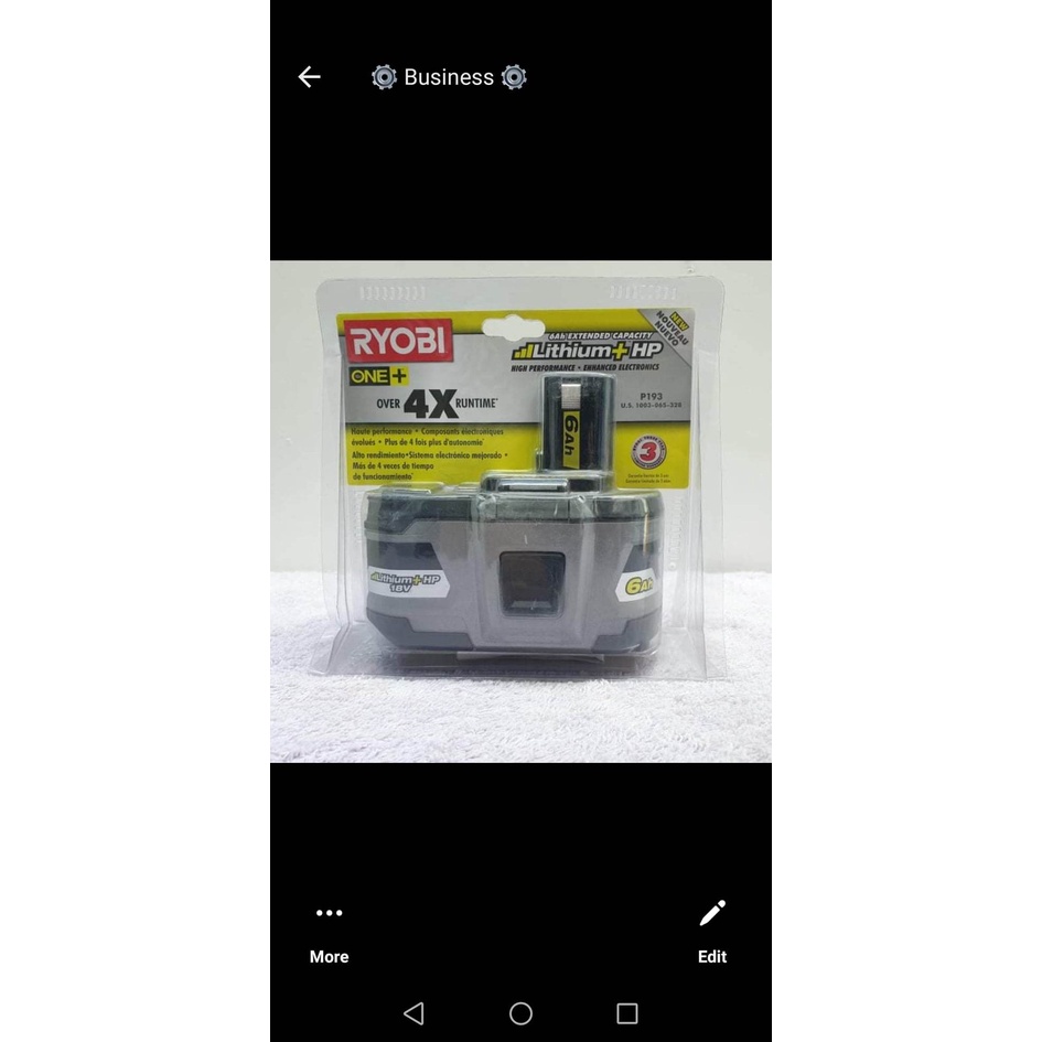 Ryobi P193 18 Volt 6.0 Ah ONE+ Lithium-Ion LITHIUM+ HP High Capacity ...