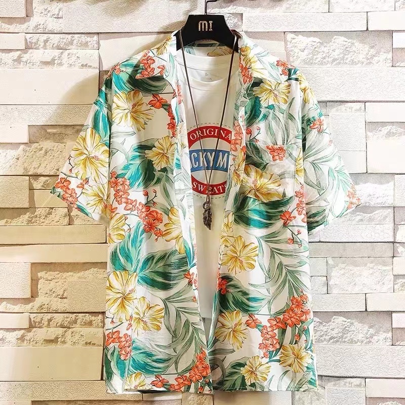 FLORAL DESIGN SUMMER BEACH ATTIRE POLO SHIRTS FOR MEN (on hand ...