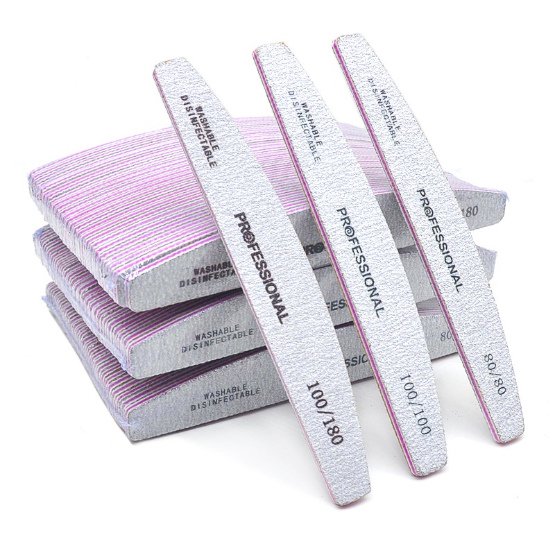 25/50Pcs Nail File 80 #100 #180 # Grit Emery Moon Style With Sanding ...