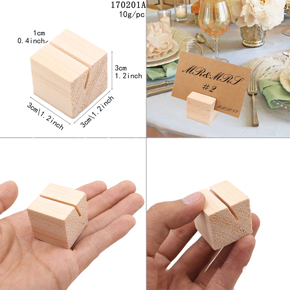 10pcs Table Wood Stands Wooden Base Memo Photo Clip Card Holders ...