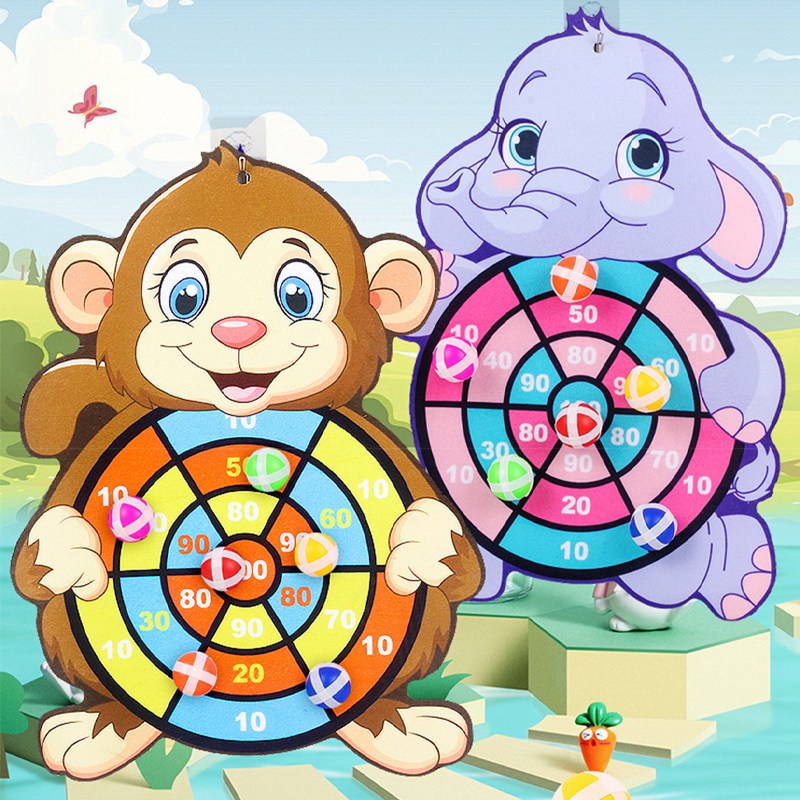 Children Cartoon Animal Dart Board Sticky Ball Rabbit Family ...