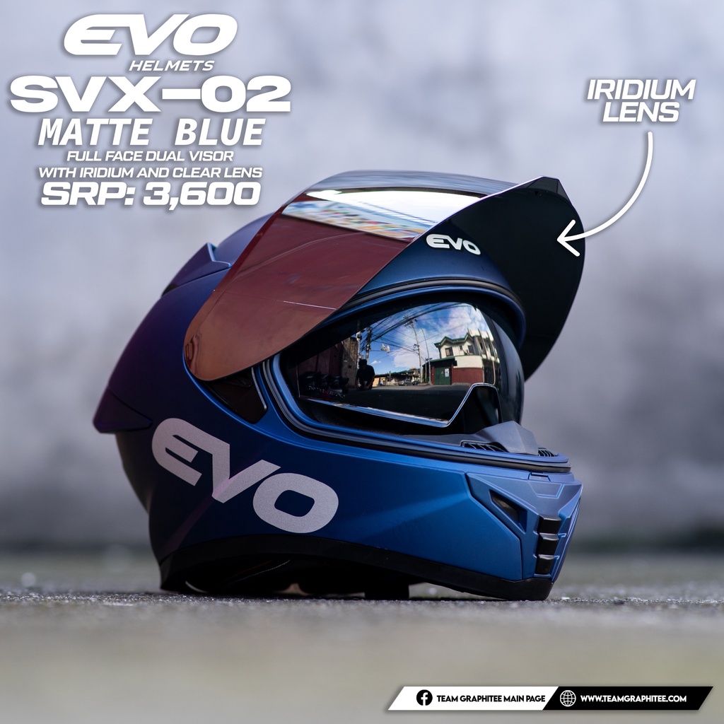 EVO HELMET SVX02 MATT BLUE SILVER LENS | Shopee Philippines