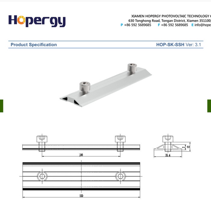 Hopergy Rail Outer Splice Joiner Mounting Solar PV Solar Panel Module ...