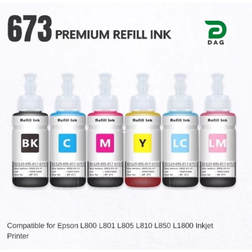 Refill ink 673 T673 Suitable For Epson L800 L801 L805 L850 L1800 Inkjet ...
