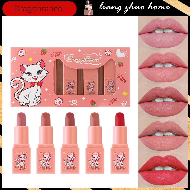 Dragon Ranee 5colors/set Long Lasting Lipstick Velvet Matte Not Easy To ...