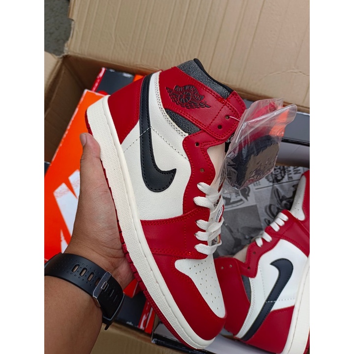 J1 High Mens Lost and Found Red/Black/White Casual Shoes Free Socks ...