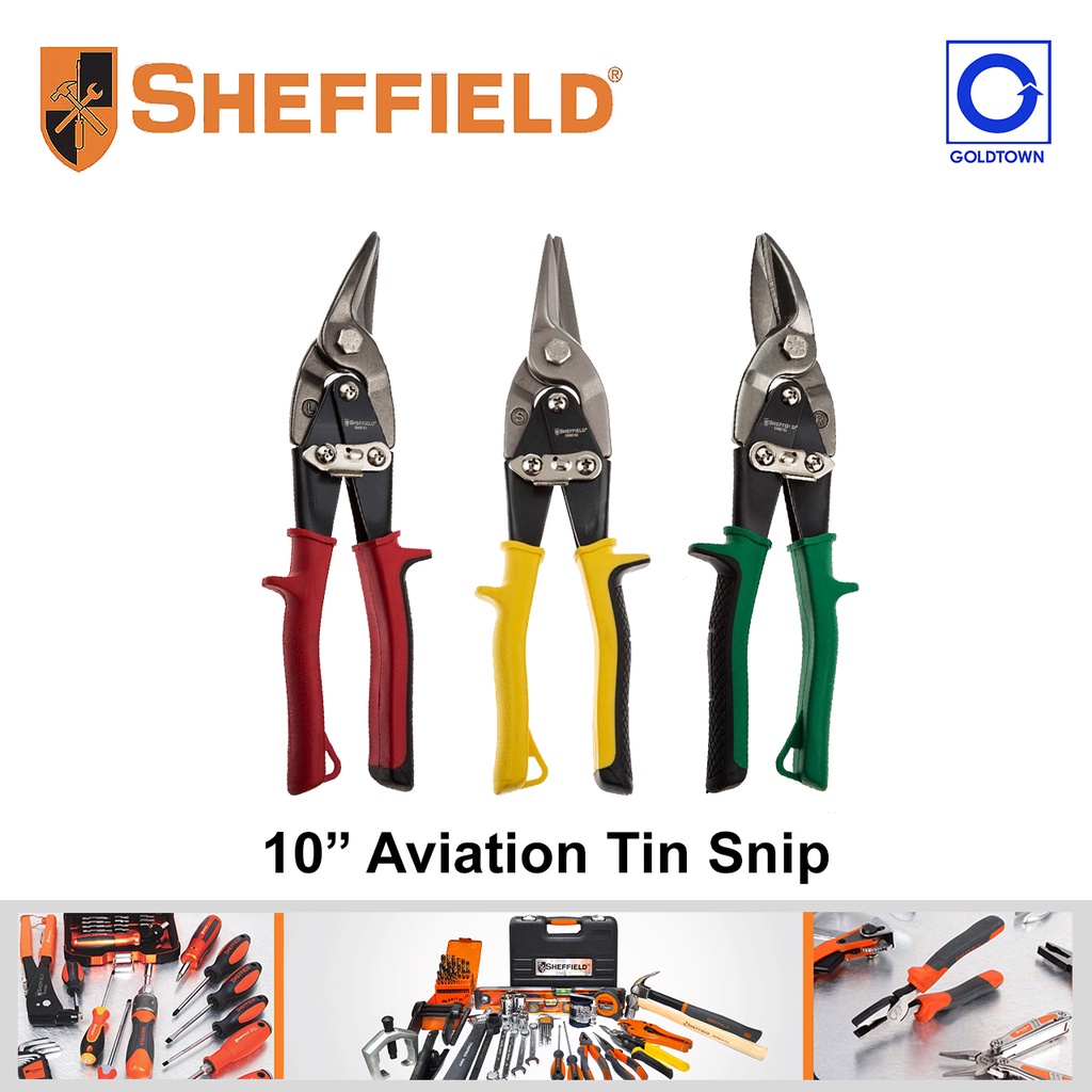SHEFFIELD -10" Straight/Left/Right Aviation Tin Snip Original Handtools ...
