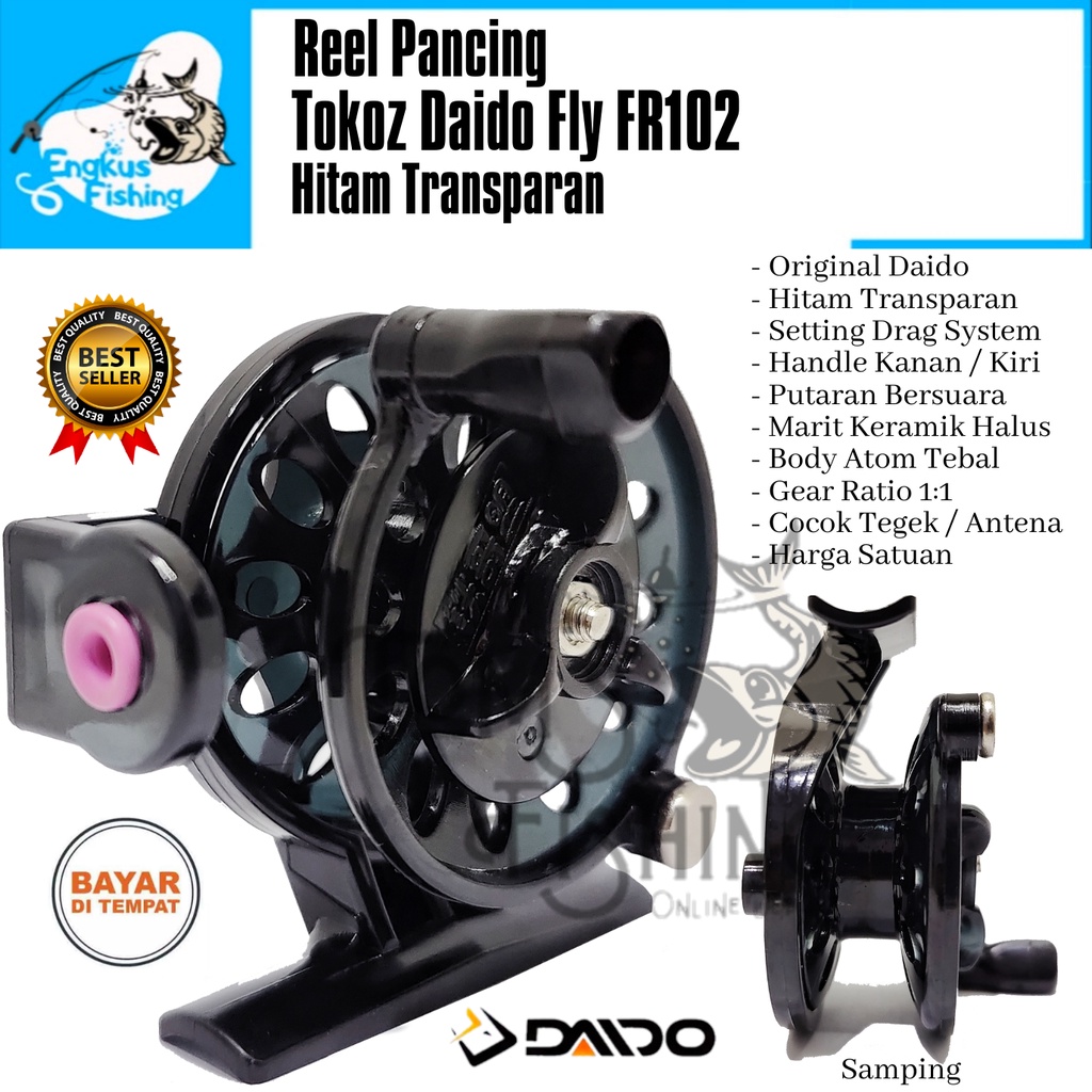 HITAM Tokoz Fishing Reel Tokos Daido Fly FR102 Black Mini (Right/Left ...