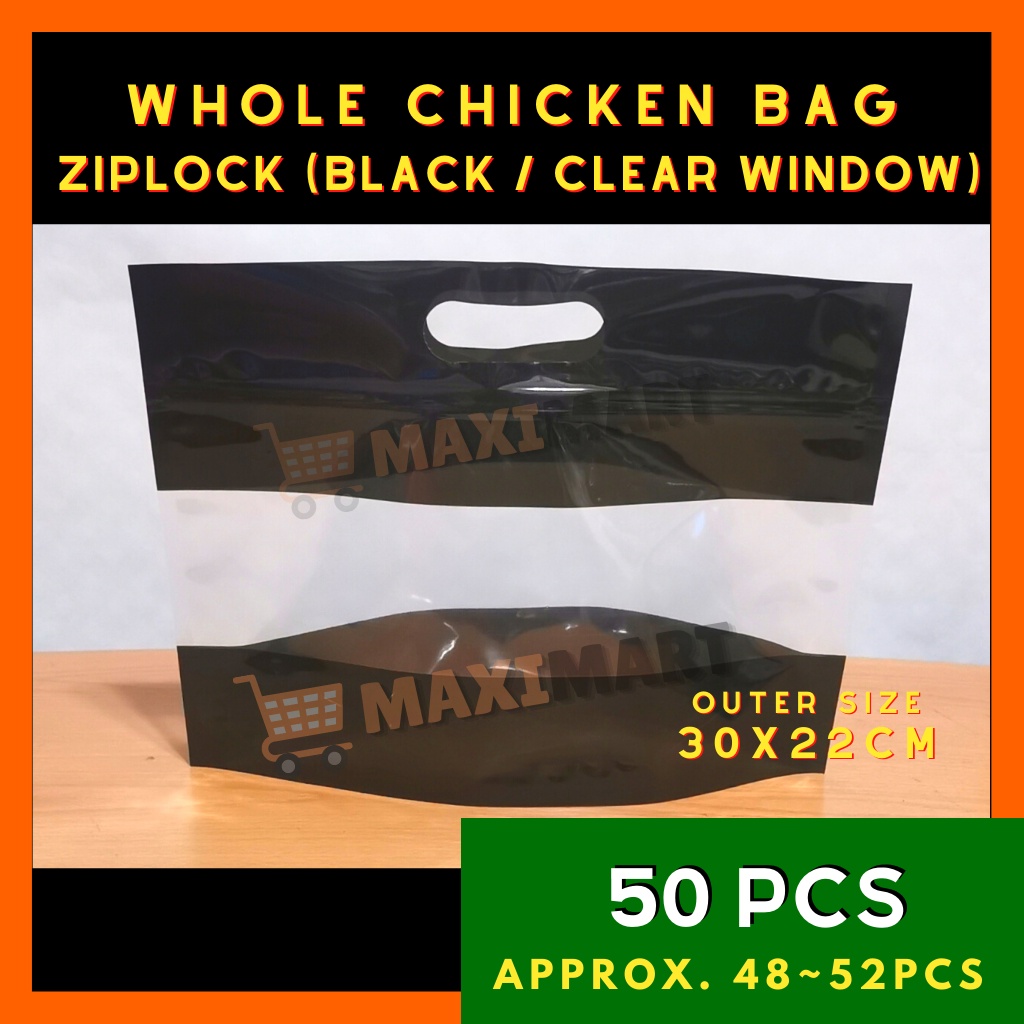 50pcs Whole Roasted Chicken Bag Black Ziplock Packaging Plastic Pouch ...