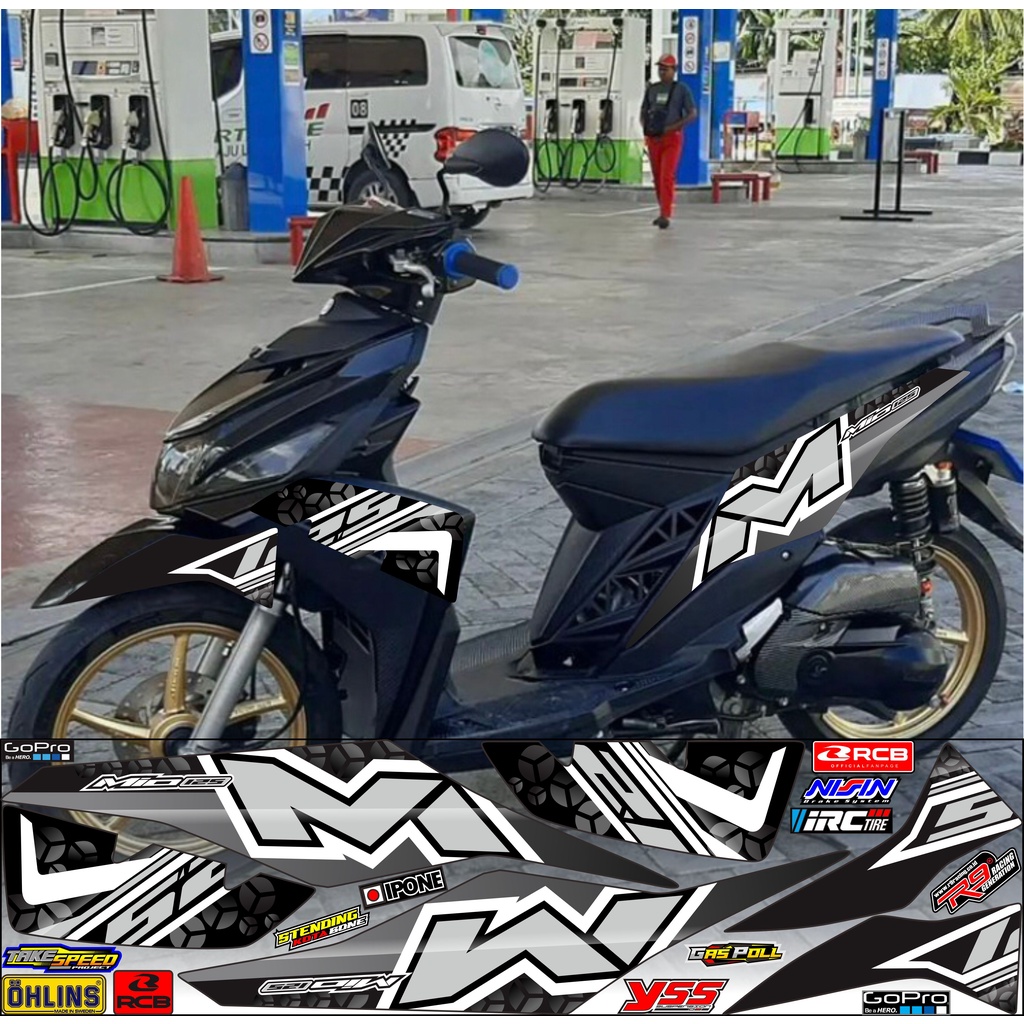 HITAM PUTIH Mio M3 STRIPING STICKER/MIO Z STRIPING STICKER - YAMAHA MIO ...