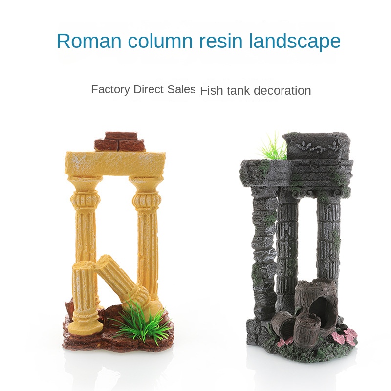 Fish Tank Aquarium Landscaping Set Decoration Imitation Roman Columns ...
