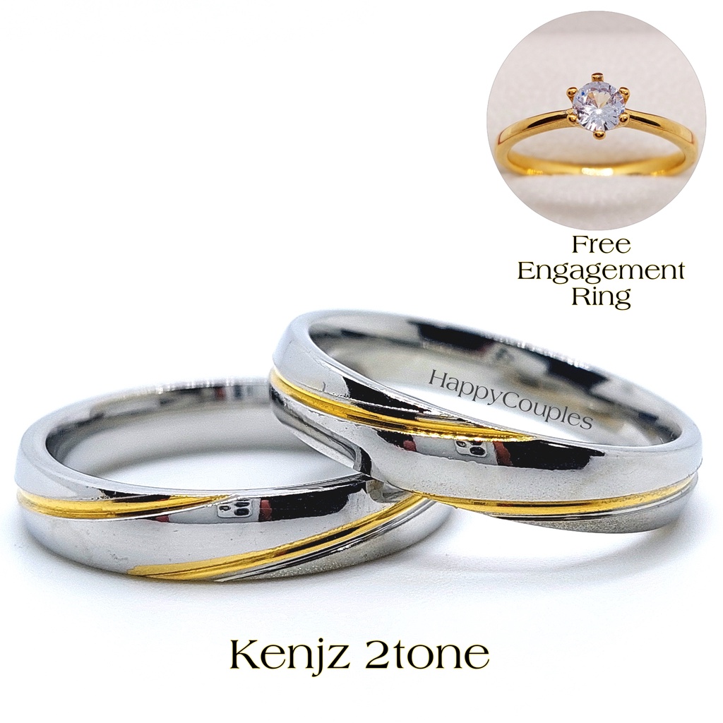Happy Couples-Kenjz 3 in 1 Free Engrave Name Wedding Rings Set with ...
