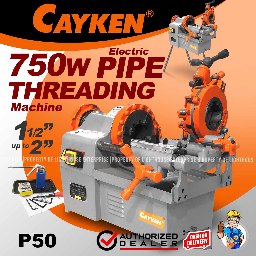 CAYKEN 1/2"-2" Inch 750W Pipe Threading Machine / Electrical Pipe ...