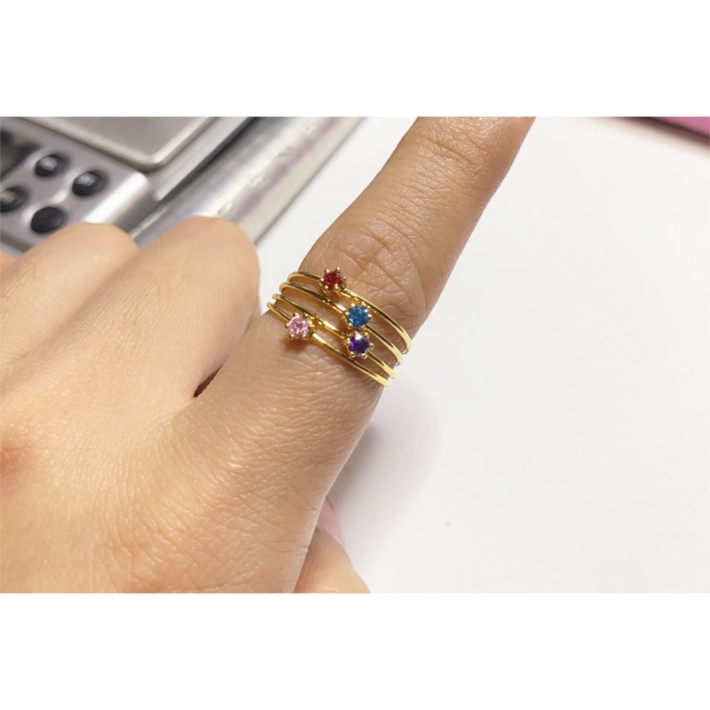 Skinny birthstone ring - real gold pawnable | Shopee Philippines