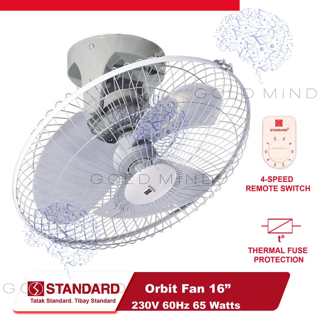 Standard Orbit Ceiling Electric Fan 16 inches Plastic Blade (4 Speed ...