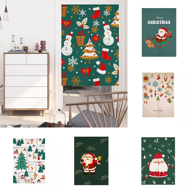 Christmas Door Curtain Partition Curtain Non Punching Festival ...
