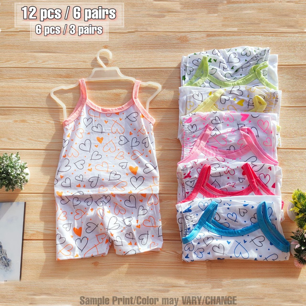 12 pcs/6 pairs/3 pairs Sando Short Terno for Baby Girl 0-10 months ...