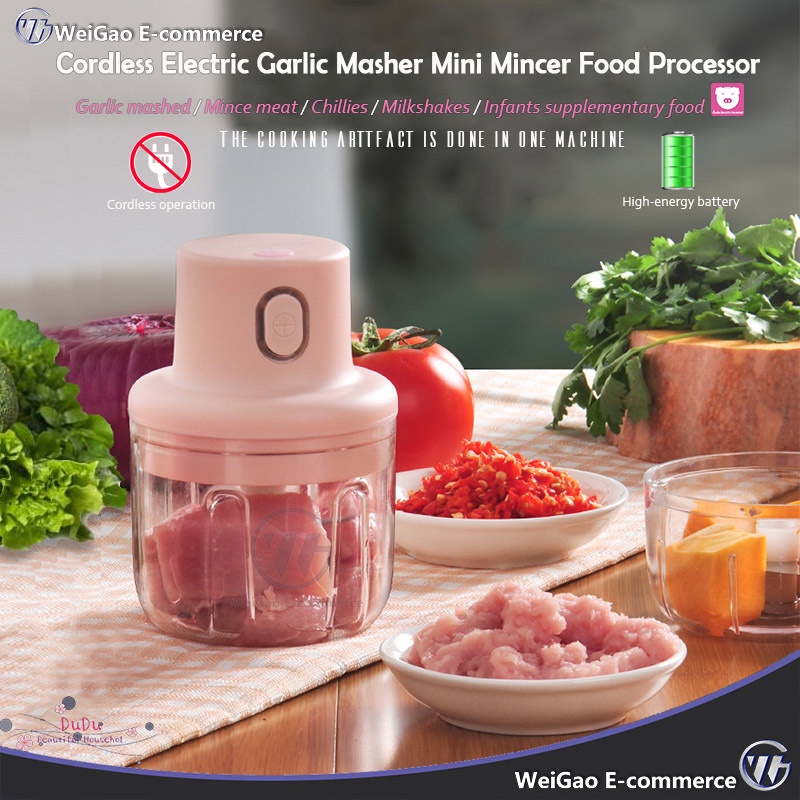 MIni Electric Cordless Ingredient Garlic Masher Mincer Food Processor ...