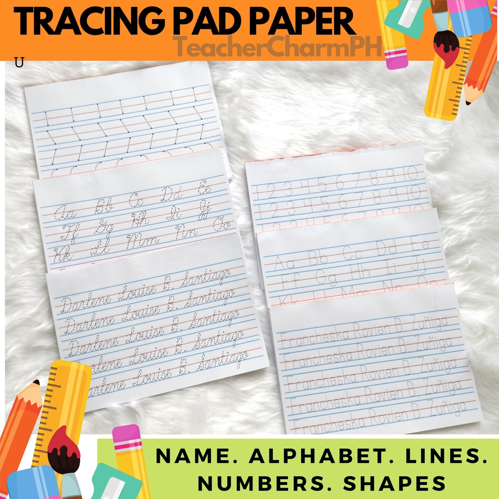 40 Pages Tracing Pad Paper (Name, Alphabet, Numbers, Lines, Shapes ...