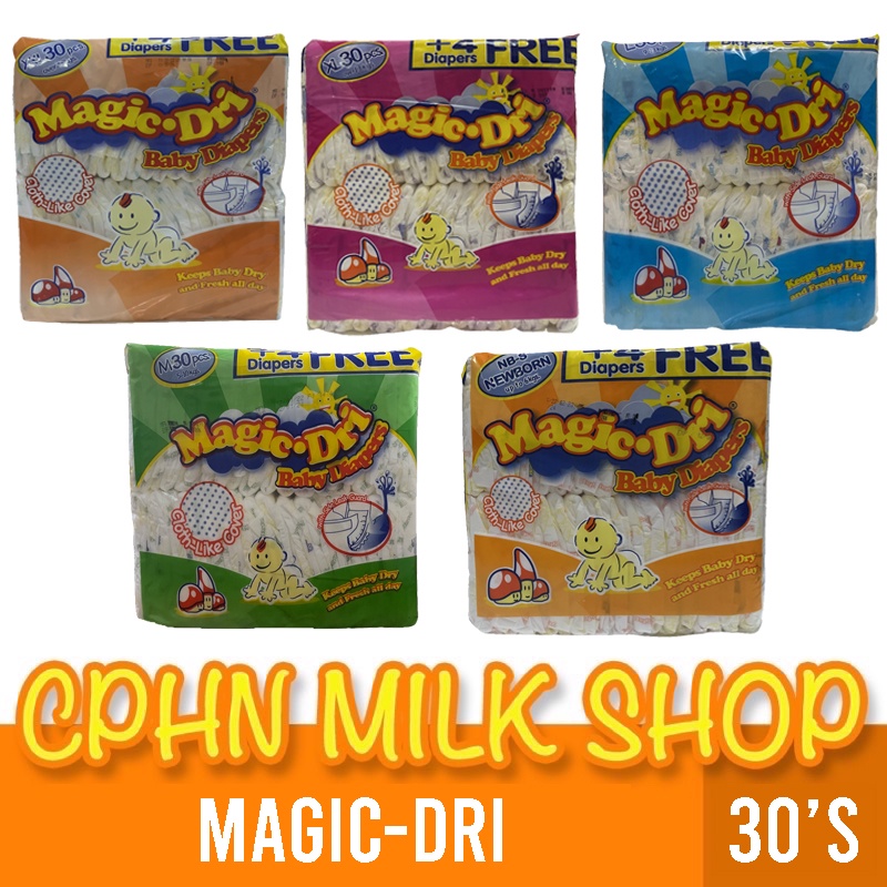 Magic Dri 30's (Variations) XXL | XL | L | M | NB-S Tape Baby Diaper ...
