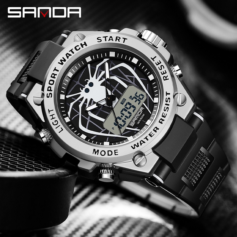 SANDA Spider Dial Multi-function Sports Waterproof Men's Watch Luxury ...