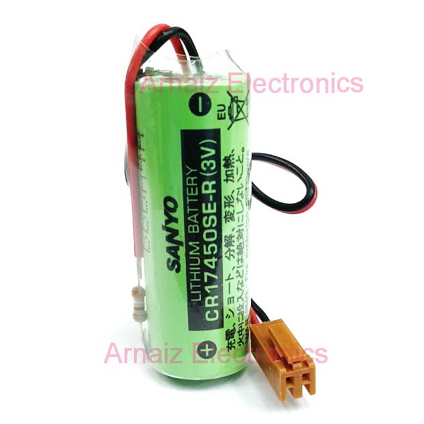 Sanyo CR-17450SE-R with Brown Connector 2-PIN 3V PLC Lithium Battery ...