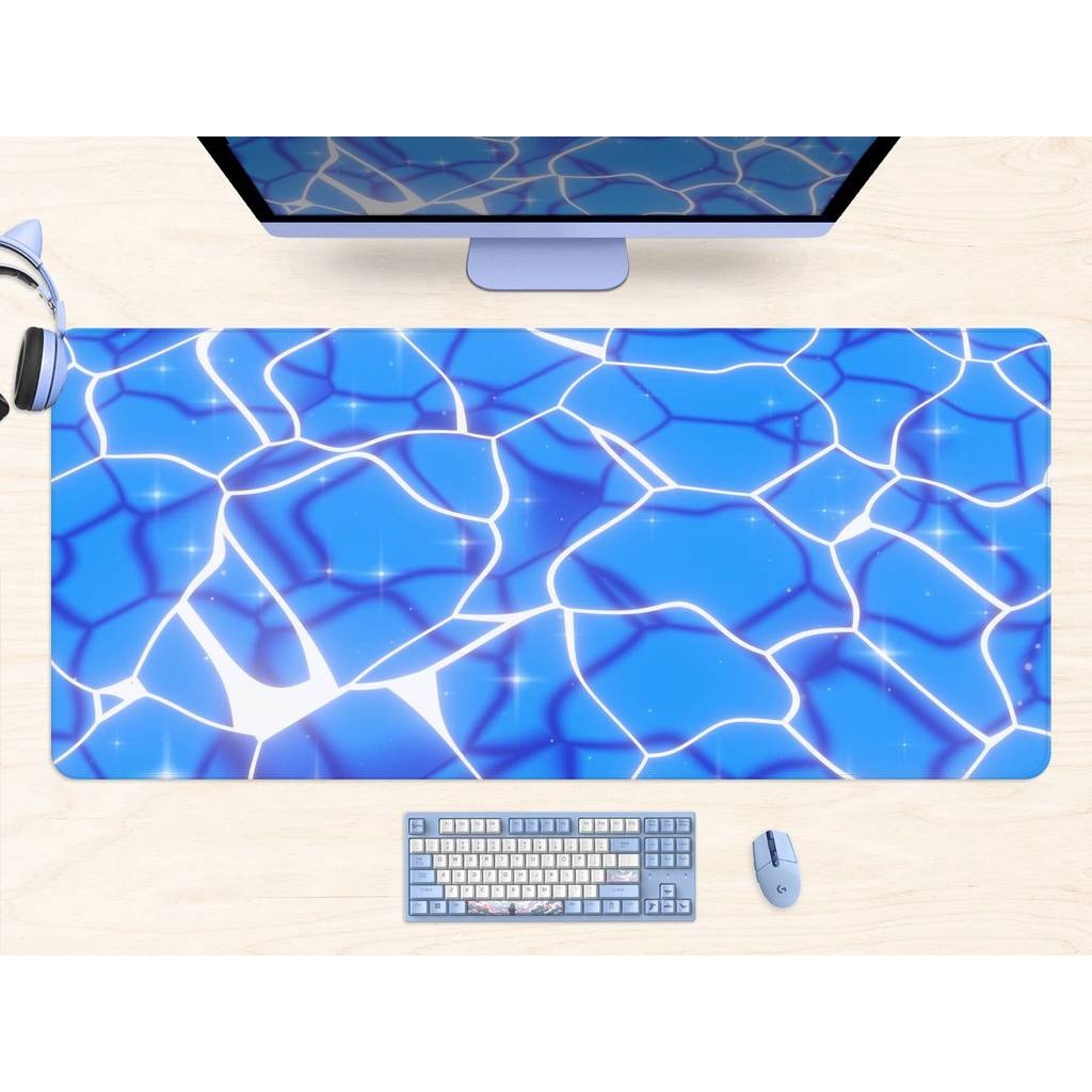 Anime Desk Mat Wave, Turquoise/cyan Mouse Pad Kawaii, Cute Anime ...