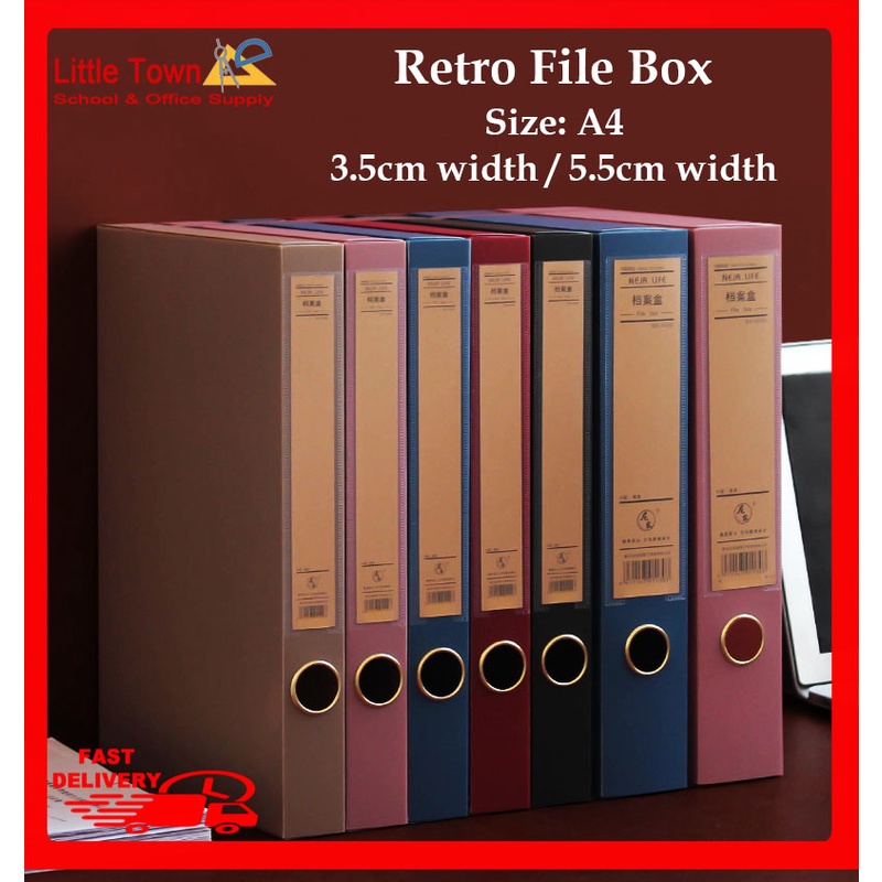 Retro File box multiple solid color 3.5cm & 5.5cm thickness A4 size ...