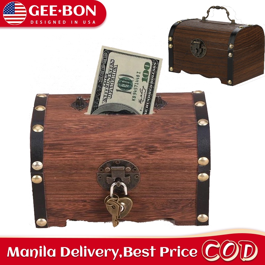 GEEBON Treasure Storage Box Vintage Piggy Bank Organizer Saving Box ...