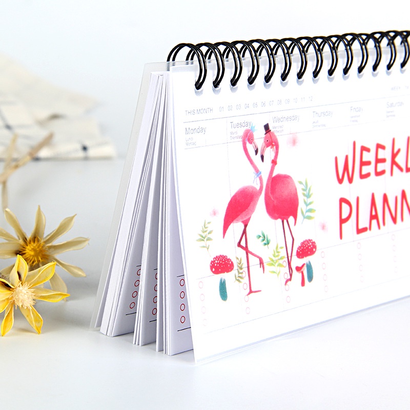 Tearable weekly plan schedule book student portable coil flip-up ...