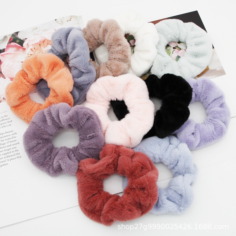 Fashion style hair ponytail fuzzy hair scrunch Colourful | Shopee ...