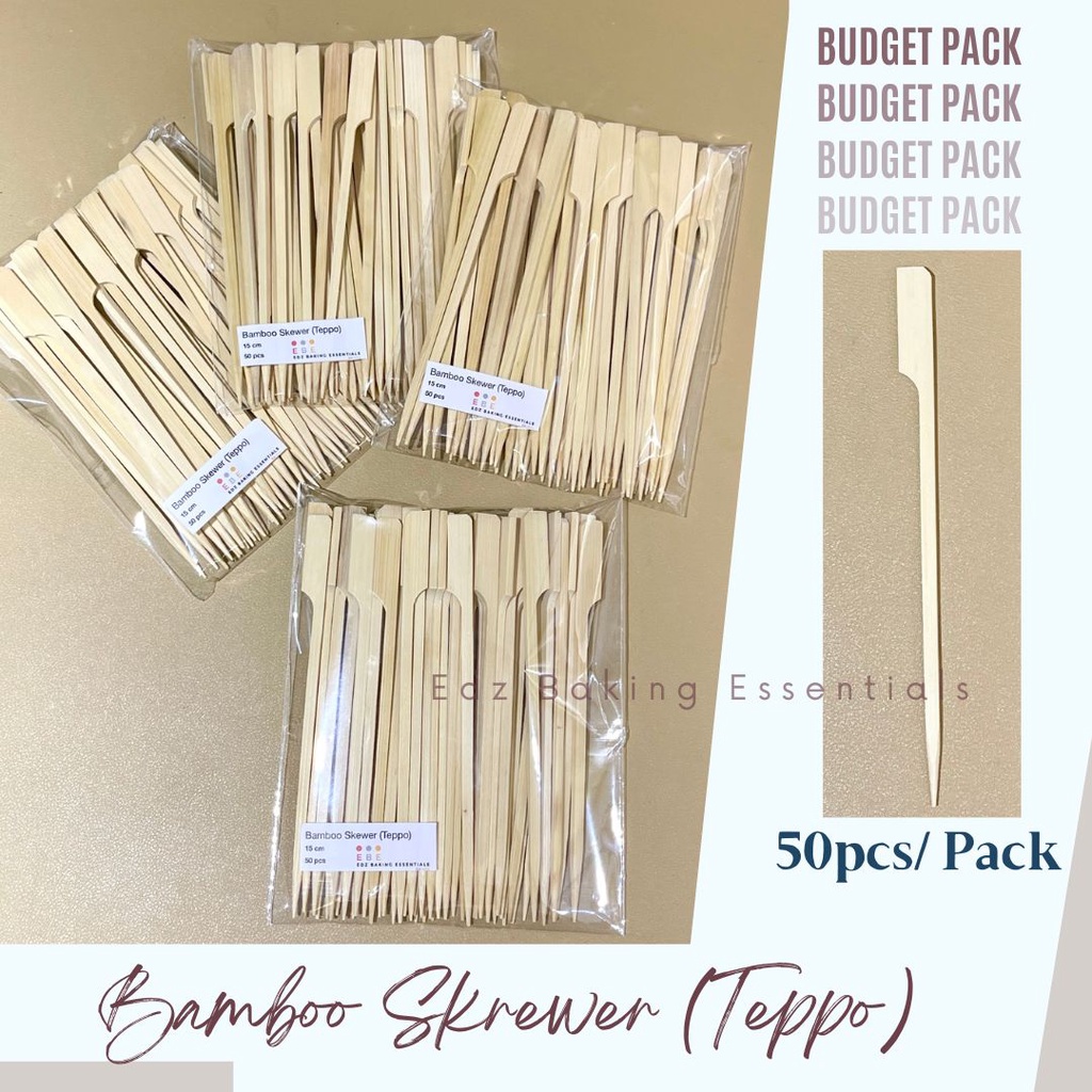 Bamboo Skewers (Teppo) Bbq Stick with handle 50pcs | Shopee Philippines