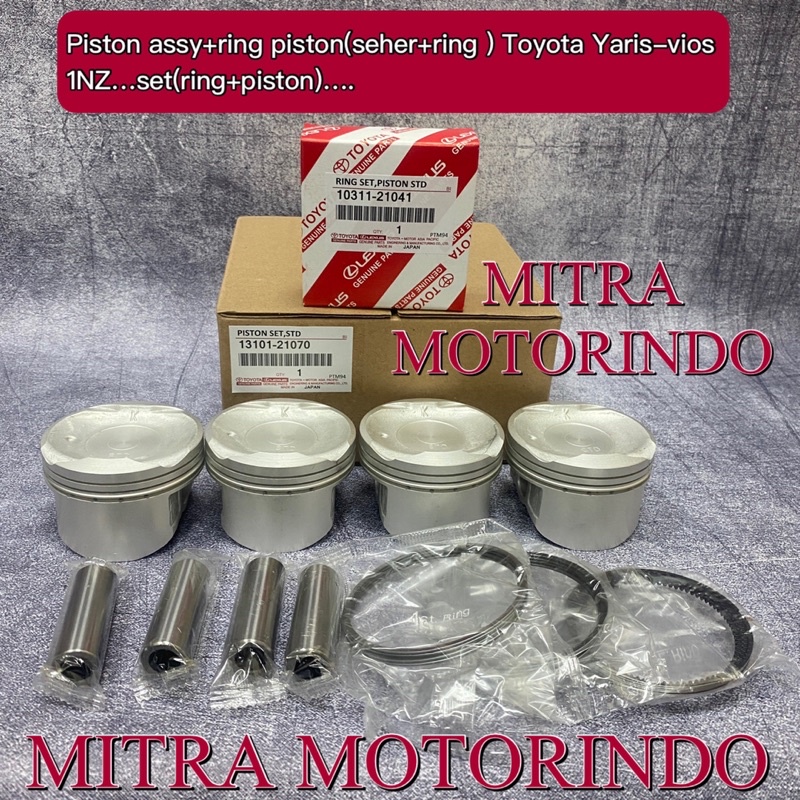 Piston assy set piston ring toyota yaris-vios 1NZ made in japan 13101 ...