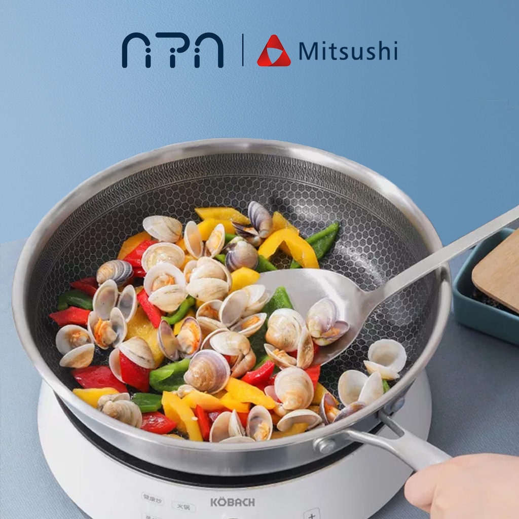 Nipiin Non Stick Pan Stainless Steel Non Stick Frying Pan Induction Pan Wok Pan Frying Pan 32CM ...