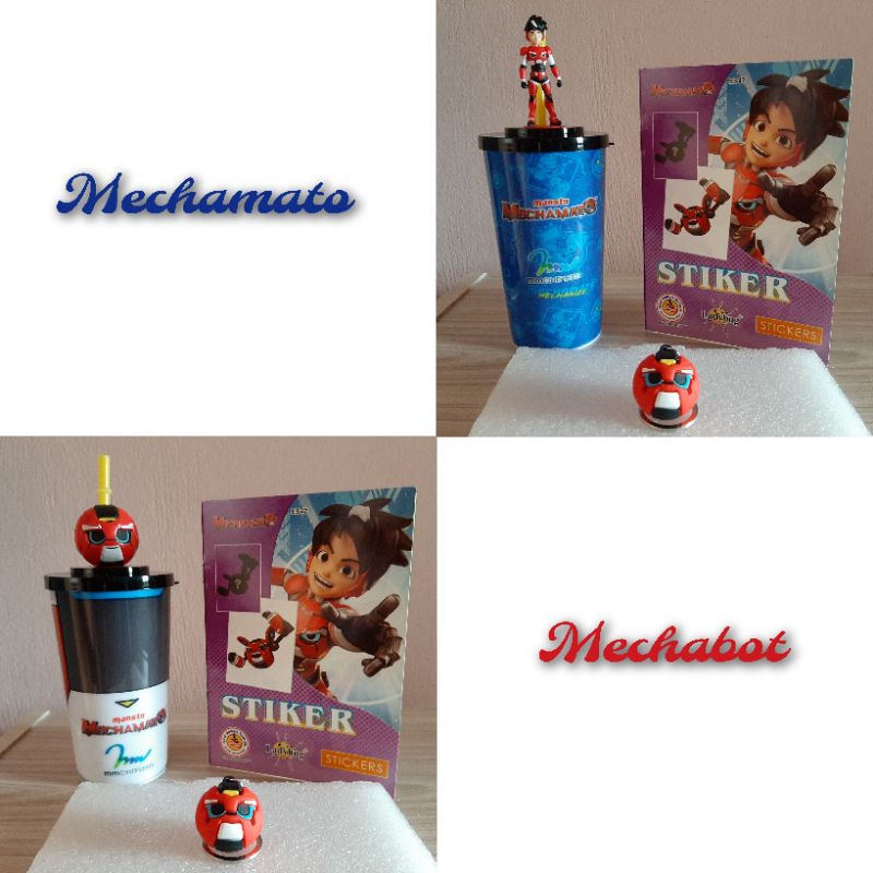 Mechamato Movie Collection Set (Tumbler, Keychain & Stickers) | Shopee ...