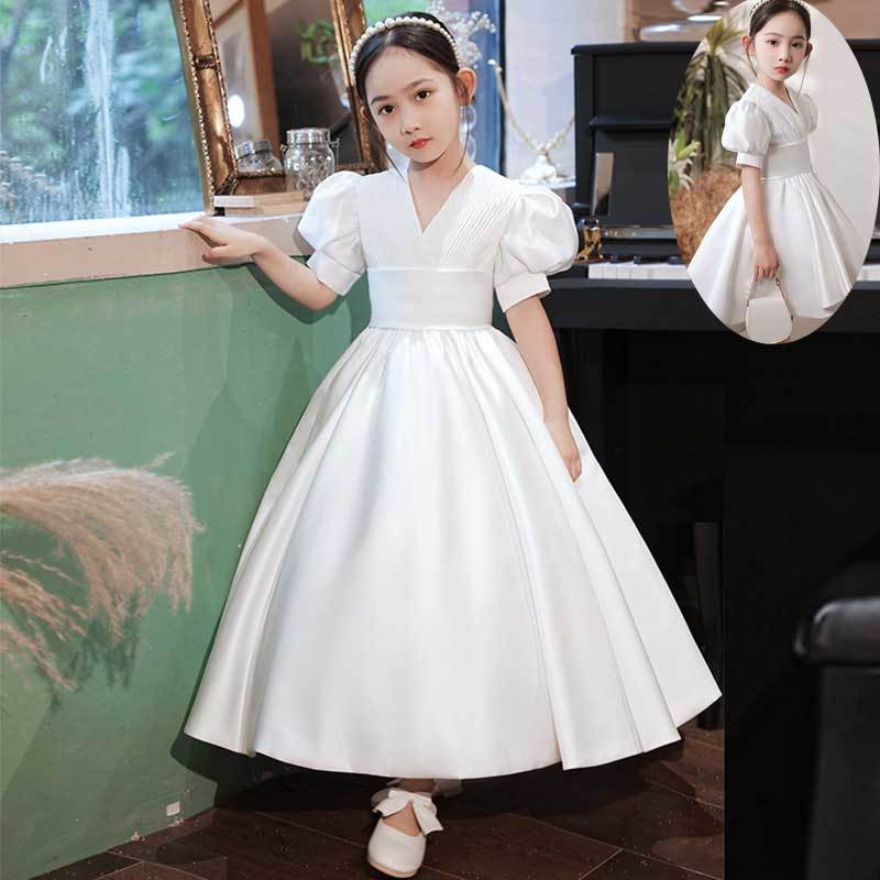 Customize Girls White Princess Dress Flower Girl Catwalk Tutu Dress ...