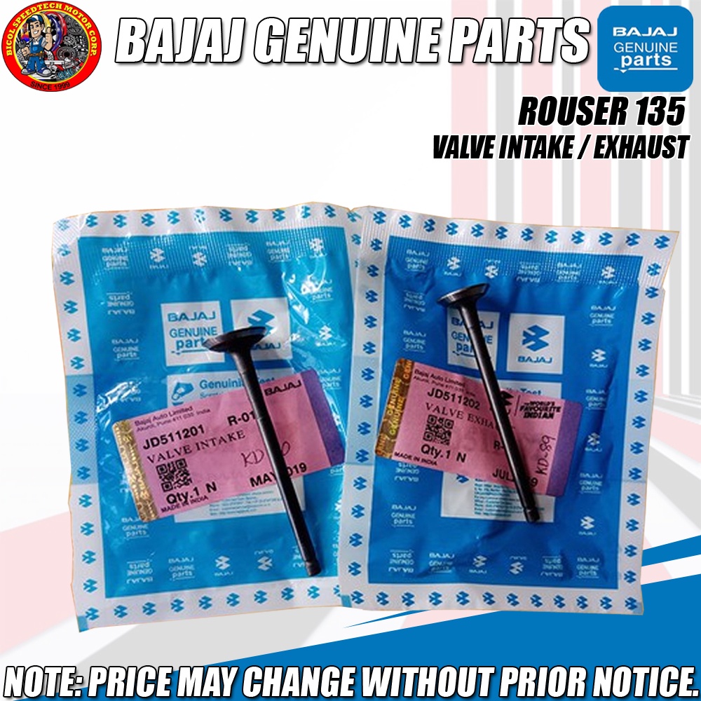 ROUSER 135 VALVE INTAKE / EXHAUST (KMC) (Genuine: JD511201 / JD511202 ...