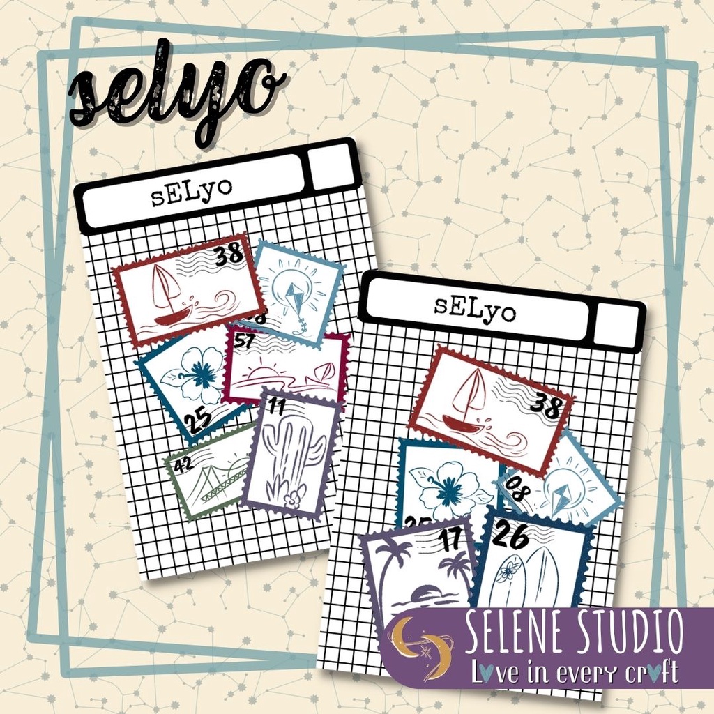 SELENE × 13PCS SELYO POST STAMP STICKER FLAKES | JOURNAL VINTAGE RETRO ...