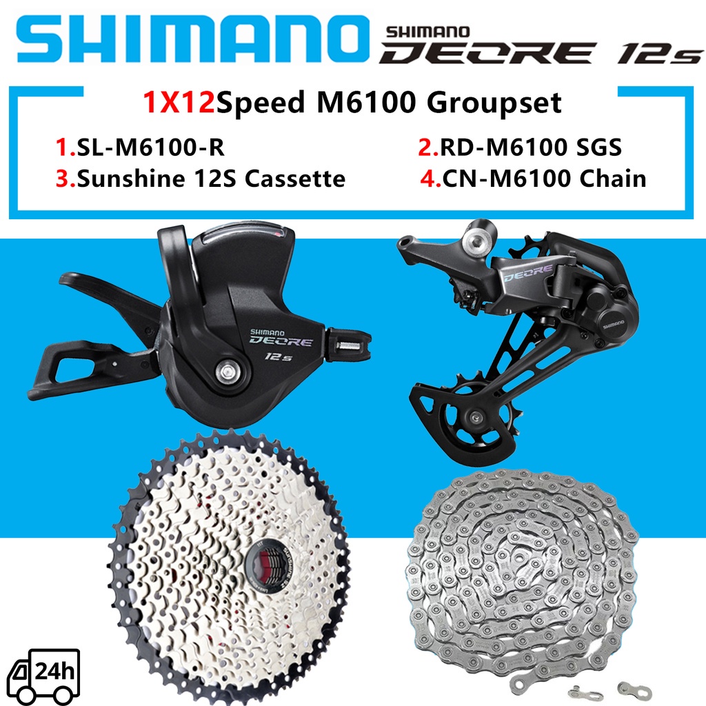 SHIMANO DEORE M6100 1X12 Speed Groupset MTB M6100 Shifter Lever Rear ...